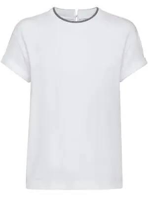 Brunello Cucinelli Contrast Trim Cotton Blend T-shirt