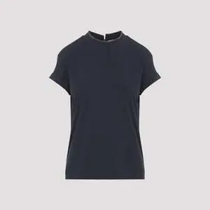 Brunello Cucinelli High-neck T-shirt With Bead Detailing