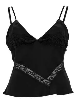 MSGM Lace Trim Camisole Top - Black