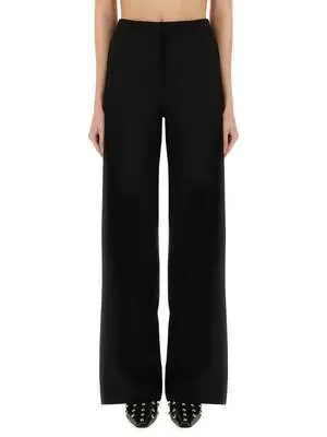 PT TORINO Diana Wool Blend Wide Leg Trousers - Black