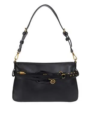 Pinko Mini Belted Leather Shoulder Bag - Nero