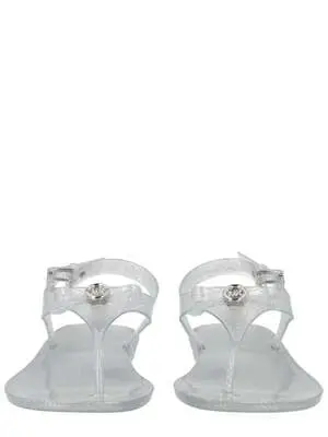 Michael Kors Glittered Pvc Flat Sandals - Silver