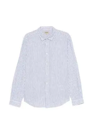 Woolrich Long Sleeve Striped Linen Shirt For - Blue