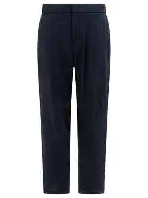 Vince Louie Relaxed Stretch-cotton Double-pleated Trouser - Blue