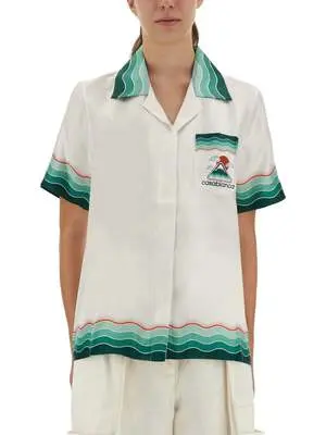 Casablanca Montagne Ondulee Silk Short Sleeve Shirt - Multicolour