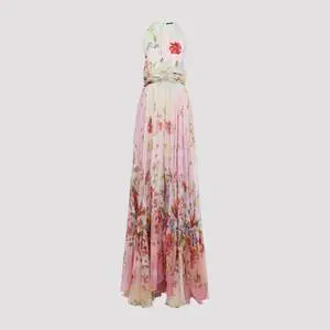 Roberto Cavalli Maxi Dress With Miami Flowers Print - Multicolour