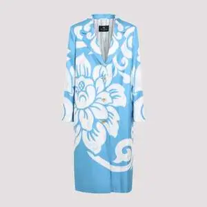 Etro Graphic-print Silk Coat - Blue