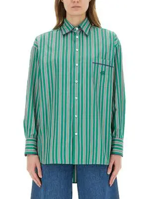 Etro Striped Cotton Jacquard Shirt - Green