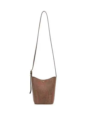 Etro ETRO Textured Leather Shoulder Bag Marrone