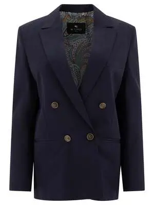 Etro Double-breasted Blazer With Notch Lapel - Blue