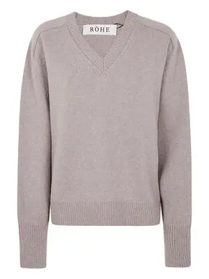 RÓHE Wrap Sleeve V-neck Sweater - Beige