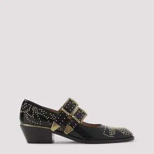 Chloé Susanna Buckled Leather Pumps - Black