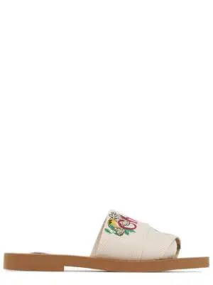 Chloé Mini Ribbons Embroidered Citrus Motif Sandals - Bianco