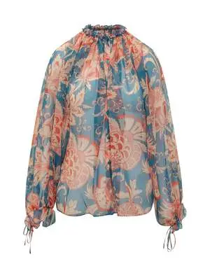 Etro Elegant Shirt With Gathered Neck Detail - Blue