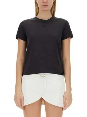 COURREGES Logo-embroidered Cotton T-shirt - Grey