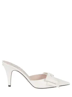 Valentino Garavani Stiletto Heel Bow Detail Mules - Ivory