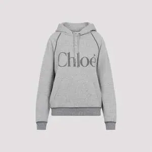 Chloé Logo-print Hooded Sweatshirt - Grey