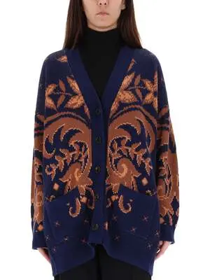 Etro Wool Knitwear Cardigan With Intricate Pattern - Multicolour