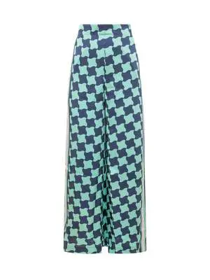 Casablanca Silk Paintntaloni Trousers - Pool Tile