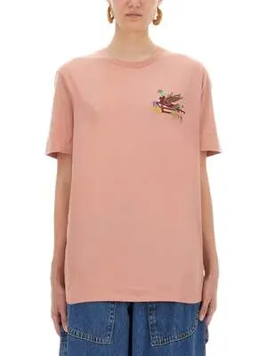 Etro Classic Pegasus T-shirt Regular Fit - Pink