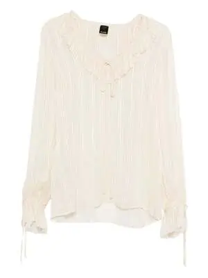 Pinko Ruffle Neck Tie Detail Shirt