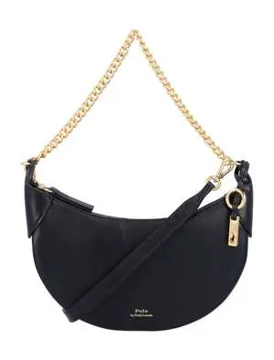 Polo Ralph Lauren Leather Crescent Shoulder Bag - Black