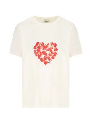 Chloé Chloé Short Sleeve Cherry Print Tee - Size S Bianco