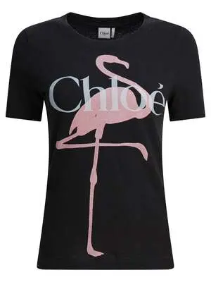 Chloé Cotton Logo Long Sleeve T-shirt Regular Fit - Black