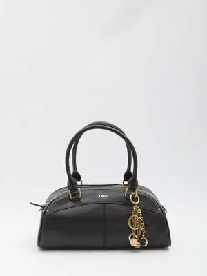 Chloé Elegant Bowling Handbag With Gold Tone Charm