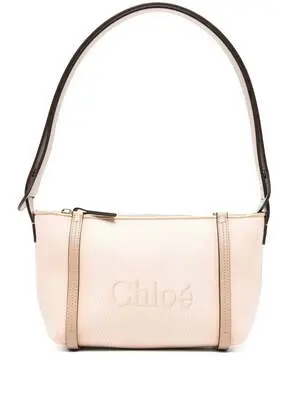 Chloé Mini Statement Bag With Oversized Logo Height 14.5 Cm; Width 23.5 Cm; Depth 10 Cm - Beige