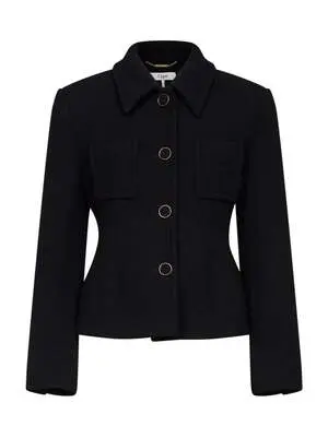 Chloé Tweed Jacket With Belted Back And Button Closure - Nero