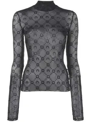 MARINE SERRE Flocked Moonogram Turtleneck