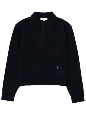 SPORTY & RICH Cashmere Wool Blend Polo Shirt