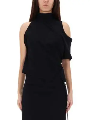 COURREGES Asymmetrical Sleeveless High-neck Top