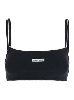 MARINE SERRE Ribbed Mini Top - Black