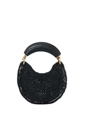 Chloé Summer Banana Mini Hobo Bag In Metallic Crochet - Black
