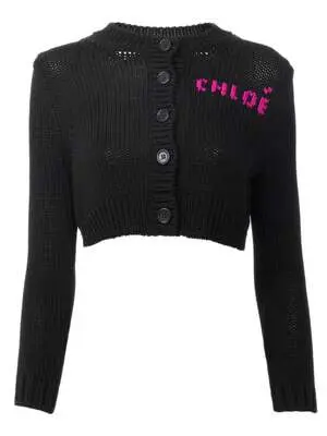 Chloé Logo Knit Cardigan - Nero