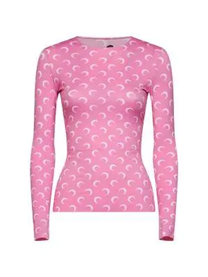 MARINE SERRE Reinforced Neckline Moon Print Shirt - Rosa