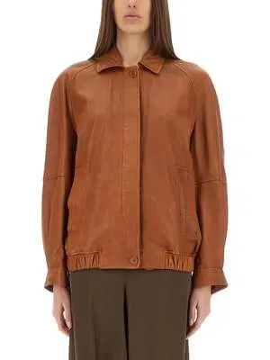 SALVATORE SANTORO Leather Bomber Jacket - Buff