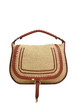 Chloé Raffia And Leather Shoulder Handbag - Beige