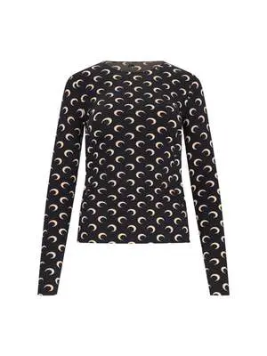 MARINE SERRE Slim Fit Moon Print Top - Black