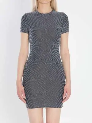 Alexander Wang T Logo-embossed Short-sleeve Dress - Grey
