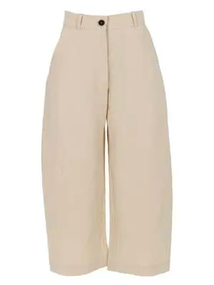 Studio Nicholson Wide Leg Cotton Trousers - Beige
