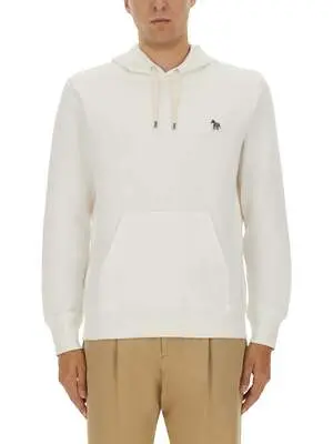 Paul Smith Organic Cotton Hoodie With Logo Detail - White