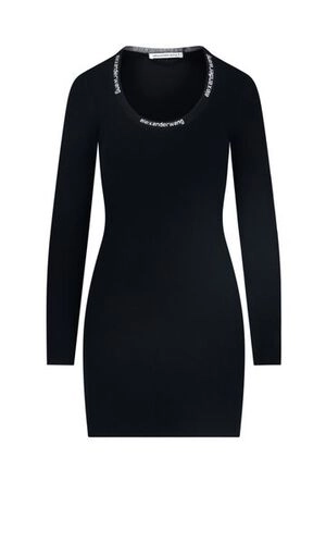 Alexander Wang Logo Jacquard Scoop Neck Bodycon Dress