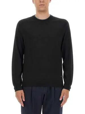 Paul Smith Long Sleeve Crew Neck T-shirt In Merino Wool - Black