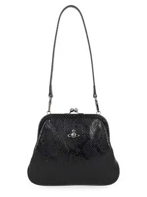 VIVIENNE WESTWOOD Small Hazel Croc-embossed Shoulder Bag - Black