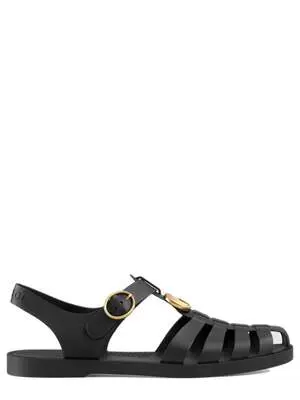 Gucci Double G Embellished Sandals - Black