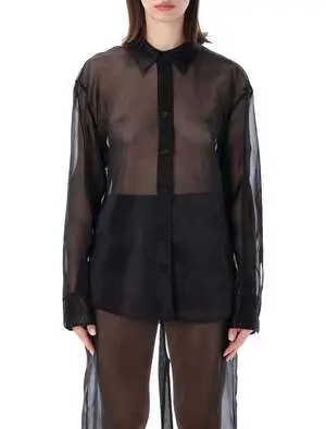 THE FRANKIE SHOP Sheer Silk Blend Shirt Regular Fit - Black