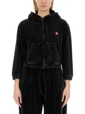 Alexander Wang Regular Fit Velour Sweatshirt